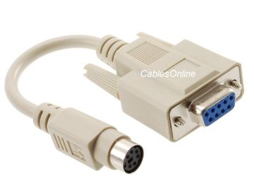 MiniDin6F to DB9F PS/2 to Serial Mouse Adapter w/6" Cable