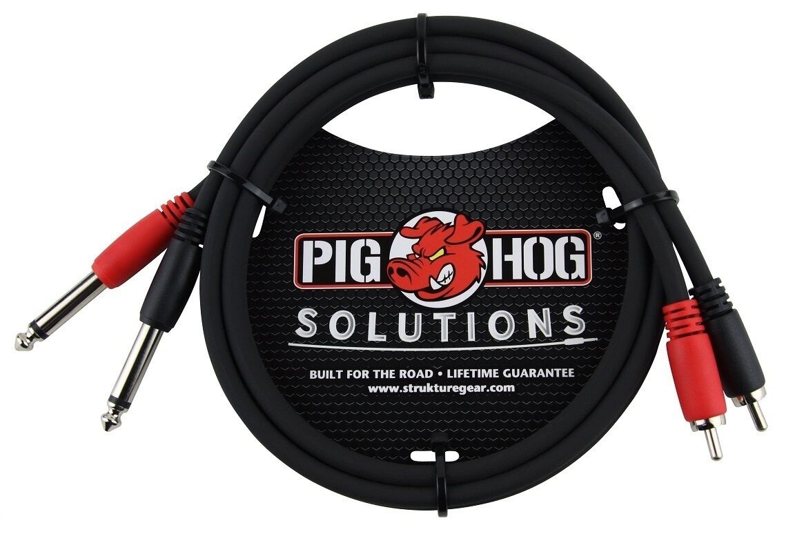 Pig-Hog Dual 1/4" TS Mono Male Plug to 2-RCA Male Plug Audio Cable