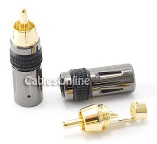 Premium RCA Solder Type Male Connector with Gold-Tips & Metal Body
