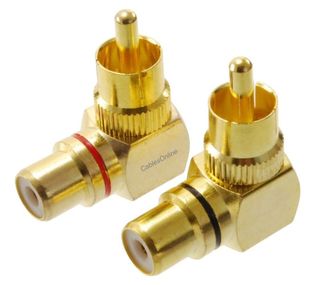 RCA Male Plug to RCA Female Right Angle Gold-Plated Adapters