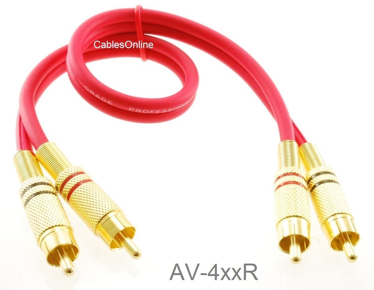 Dual-RCA Male/Male Gold-Plated Ultra-Flexible Red Audio Cable