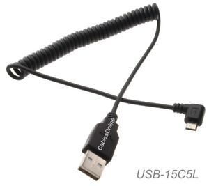 5ft USB 2.0 A Male to Left-Angle Micro 5-Pin Male Coiled Cable