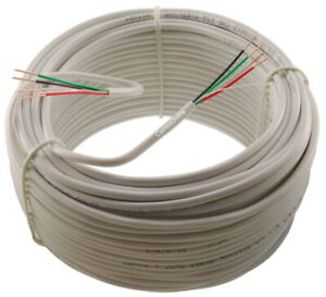 4-Conductor 22-AWG Solid Copper Security Alarm CMR FT4 Bulk Wire, White