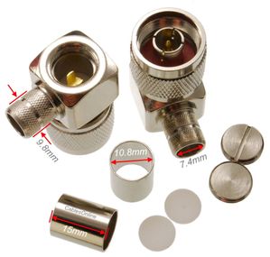 Right-Angle N Male Crimp Type 50-ohm RF Connectors for RG8/RG213/LMR400 Coax Wire