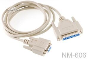 6ft DB9 Female to DB25 Female Serial Null Modem Cable