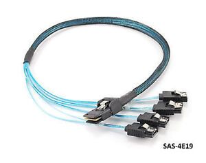 19" Internal Mini SAS (SFF-8087) M to 4x SATA 7-Pin F Forward Breakout ...
