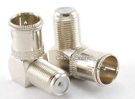 F-Type Quick Push-on Male to F-Type Female Right-Angle Adapter