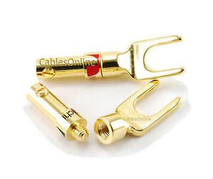 Spade Fork Plug Screw Type Speaker Wire Connectors Black/Red Pair