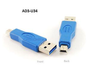USB SuperSpeed 3.0 Type-A Male to Mini-B Male Adapter