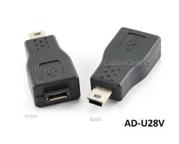 USB 2.0 Micro-B Female to USB Mini-B 5-Pin Male Adapter
