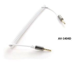 47 inch Coiled 3.5mm TRRS 4-Pole Stereo Male/Male White Audio Cable