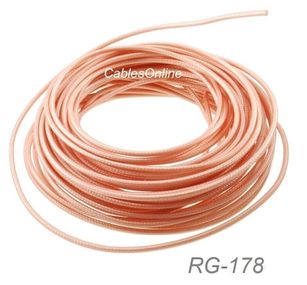 RG178 Bulk 50 Ohm High Temperature Coax Cable, RG-178, per foot