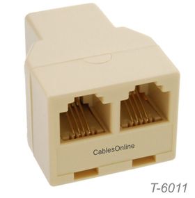 RJ11 Female to 2-Female Phone Line Y-Splitter
