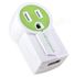 Rotatable AC Power Electric Outlet with Extra USB Charge Port, Green