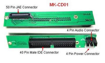Slim Notebook CD-ROM 50 Pin JAE to Standard 40 pin IDE Adapter