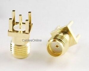 SMA Female Jack PCB Mount, Gold Plated RF Connectors