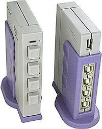 USB 4 Way Push Button Switch Box 1 A, 4 B Type Ports