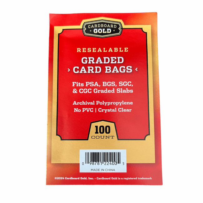 Cardboard Gold Graded Card Bags fit all major graded cards