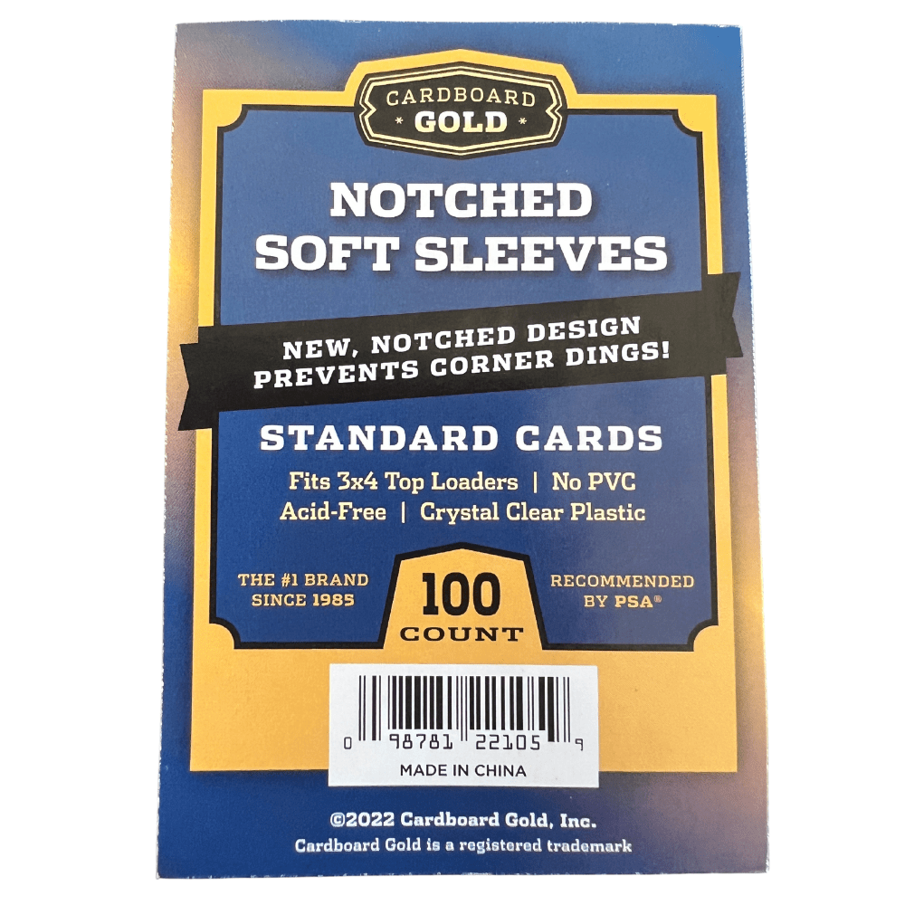 Notched Soft Sleeves For Standard Trading Cards Cardboard Gold