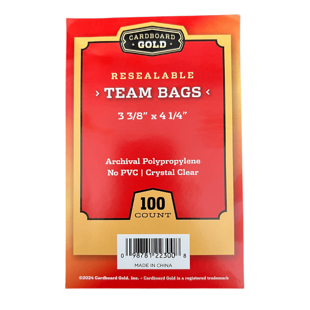 Resealable team bags for standard size trading cards