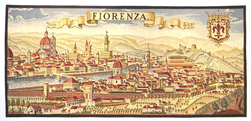 Florence Ancient Map Tapestry Wall Hanging, H24" x W58"