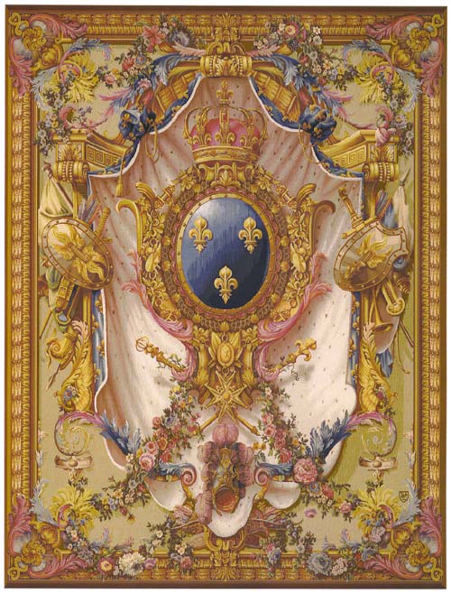 Grandes Armoiries French Court Of Arms Tapestry Wall Hanging, H58" x W44"