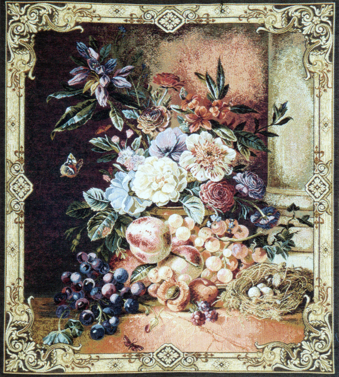 Italian Floral Traditional Art Tapestry Fiori E Frutta - Flowers ...