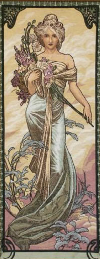 Large Art Noveau Tapestry Spring By Alphonse Mucha - Four Seasons Mucha ...