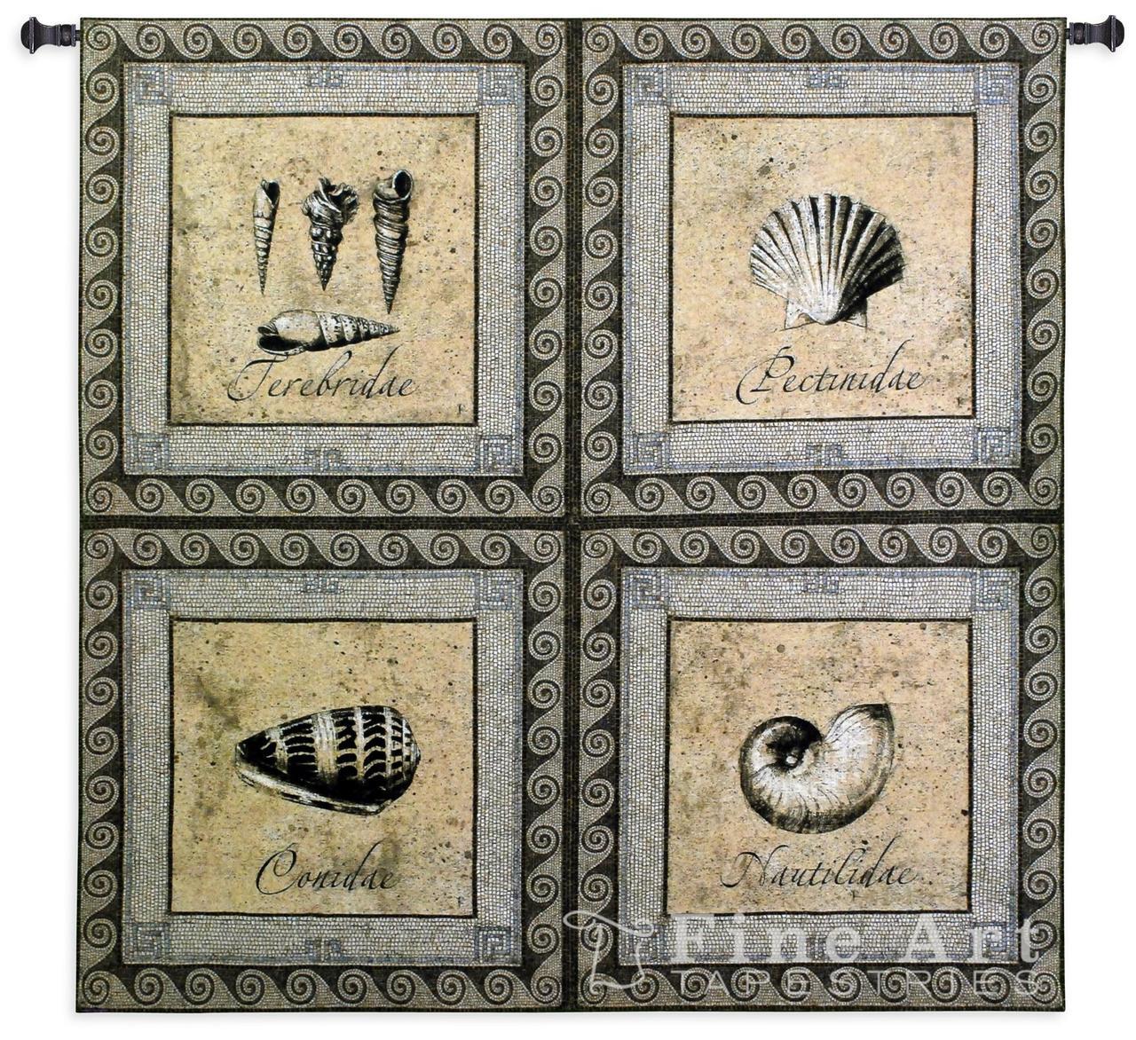 Shellworks Modern Wall Tapestry - Collage With Shells, H52" x W52"