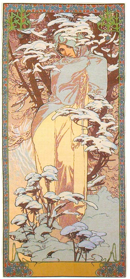 Art Noveau Tapestry Winter By Alphonse Mucha - Four Seasons Mucha ...