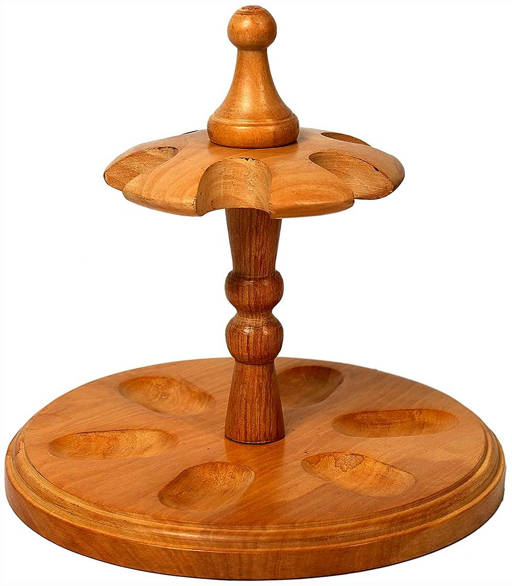 6 Pipe Round Solid Natural Wood Pipe Stand