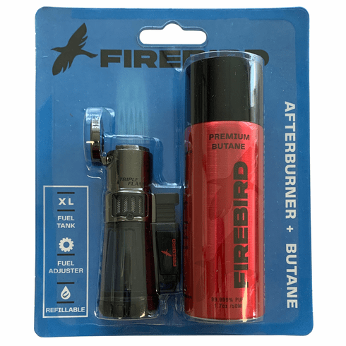 Firebird Triple Torch Afterburner Cigar Lighter & 1.7 oz Butane Combo Pack