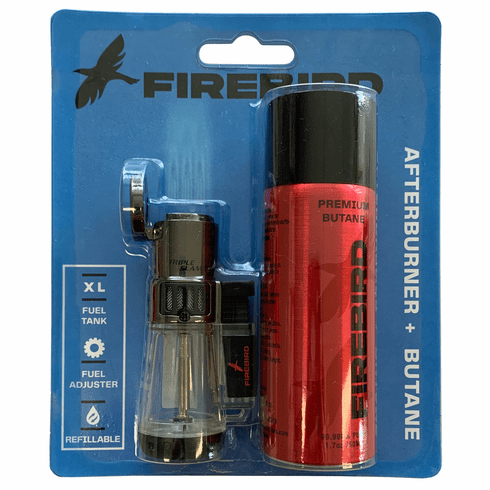 Firebird Triple Torch Afterburner Cigar Lighter & 1.7 oz Butane Combo Pack