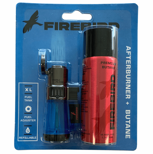 Firebird Triple Torch Afterburner Cigar Lighter & 1.7 oz Butane Combo Pack