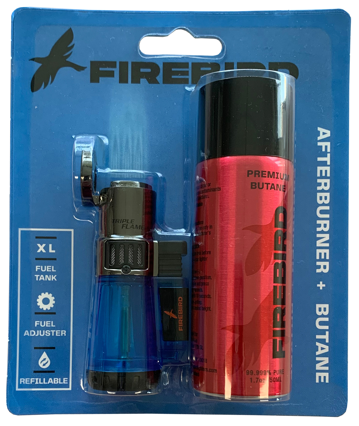 Firebird Triple Torch Afterburner Cigar Lighter & 1.7 oz Butane Combo Pack