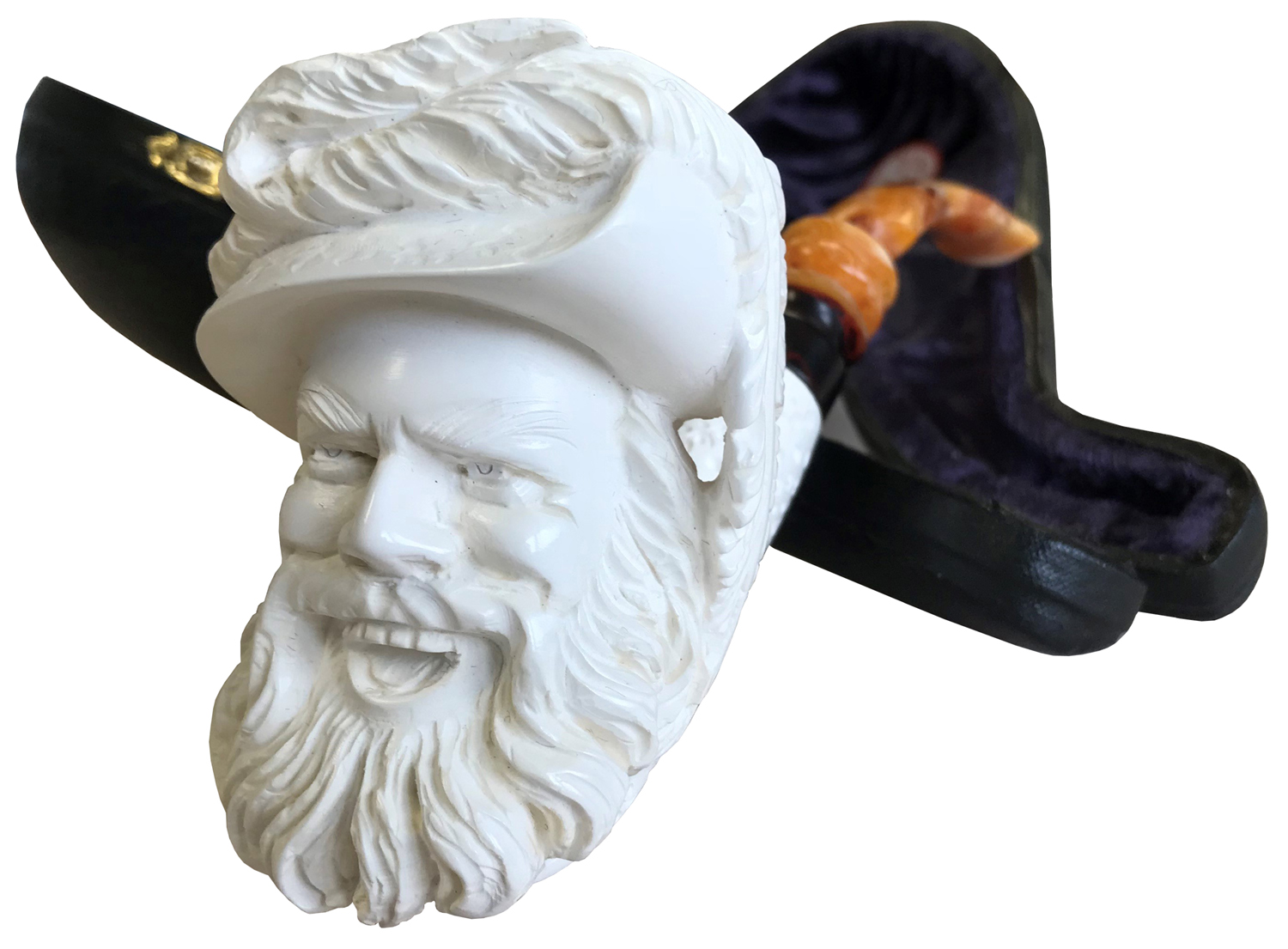 Large Cavalier White Genuine Block Turkish Meerschaum Smoking Pipe With ...