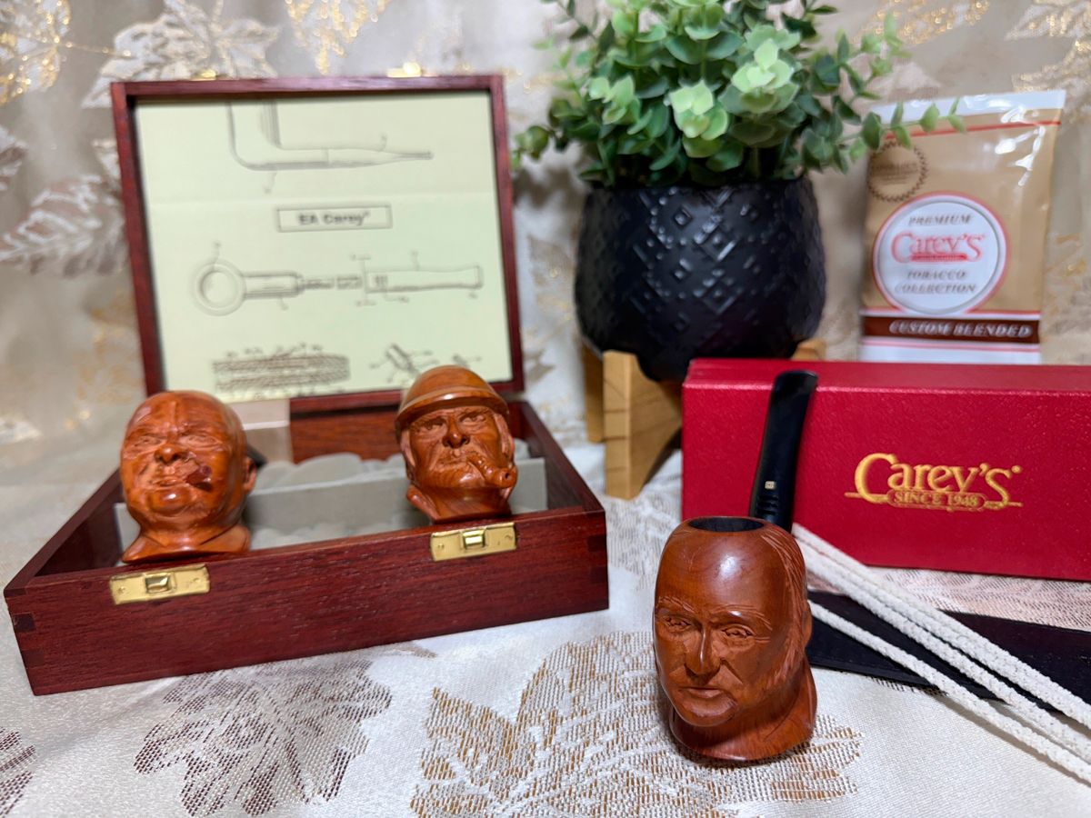 Male Face Carved Full Bent Pipe