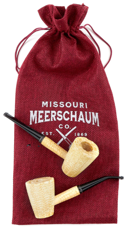 Mark Twain Gift Set of 2 Corn Cob Pipes - 1 Bent & 1 Straight