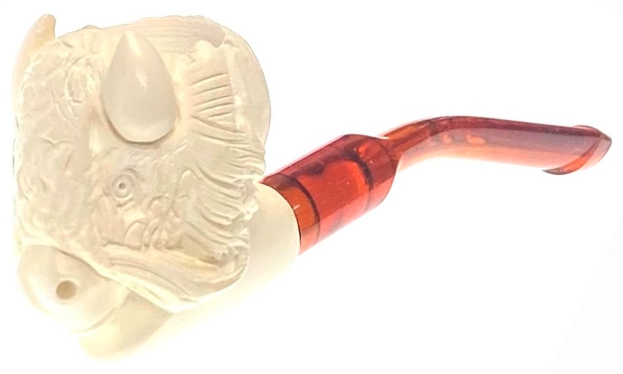 Medium Buffalo White Genuine Block Turkish Meerschaum Smoking Pipe With ...
