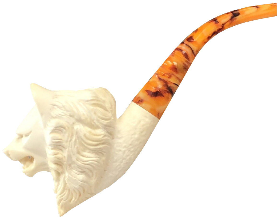Mini Wolf White Genuine Block Turkish Meerschaum Smoking Pipe With Case