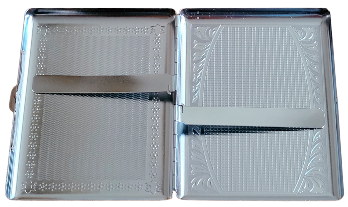 Regular or King Size Double Sided Crush-Proof Metal Cigarette Case