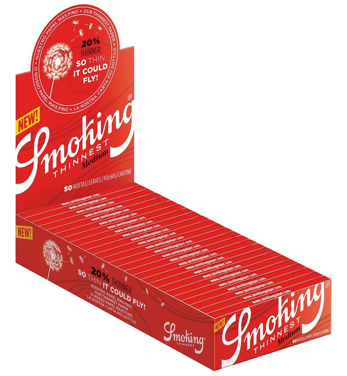 Smoking Thinnest Red Medium 1-1/4 Roll Your Own Cigarette Rolling Papers