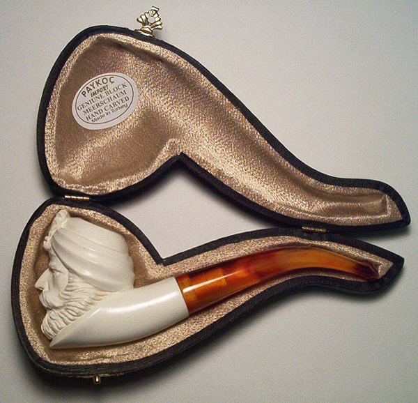 Medium Sultan White Genuine Block Turkish Meerschaum Smoking Pipe With Case
