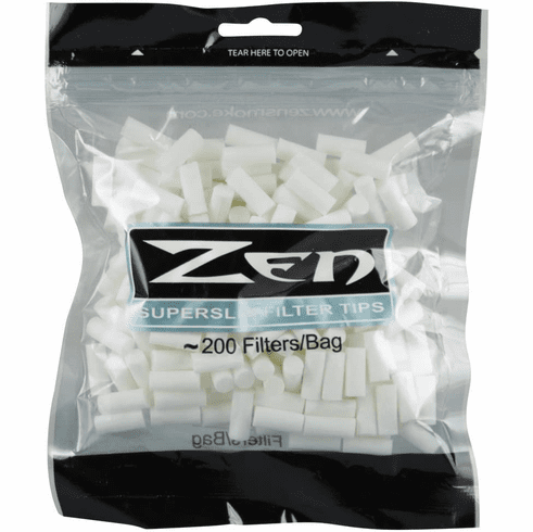 Zen Super Slim Hand Rolled Cigarette Filter Plug Tips 6mm - Bag of 200