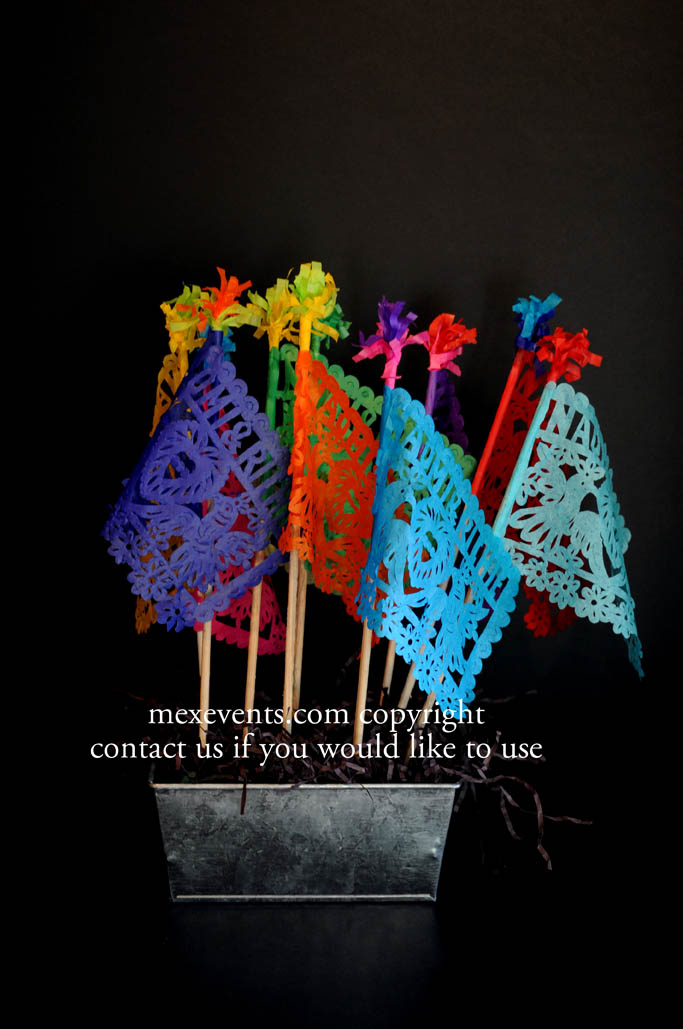 Custom Paper Banderitas Flags on a Stick