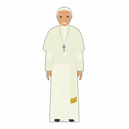 Cartoon Pope in White Standee