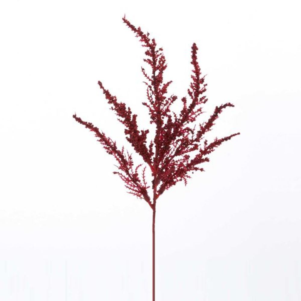 Artificial Spray - Red Feather Fern - 13 Inch