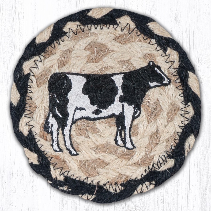 Braided Coaster - Round - Cow - 5in