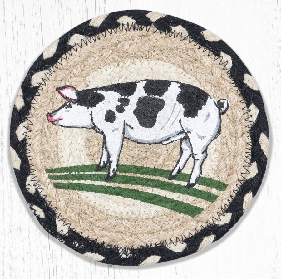 Braided Coaster - Round - Pig - 5in