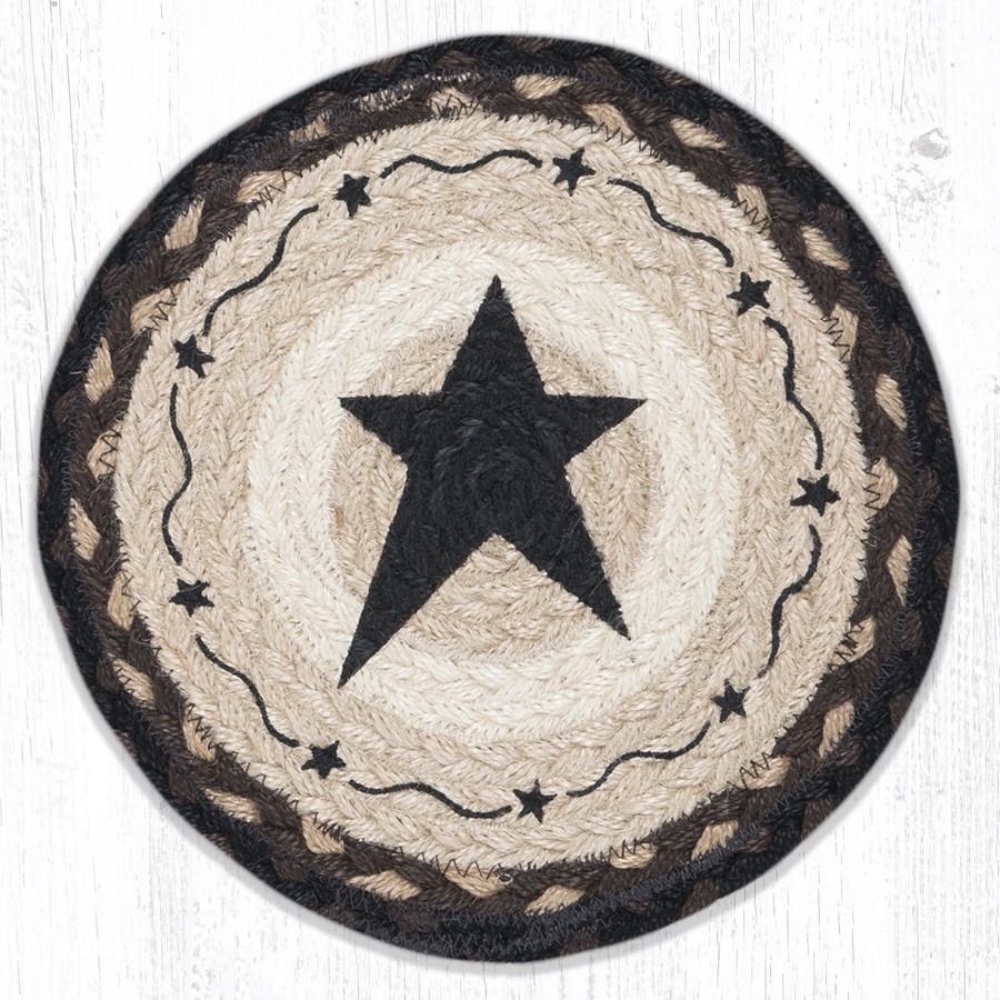 Braided Trivet - Round - Primitive Black Stars - 10in